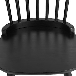 RêveLife Windsor Dining Chair Set of 6 Farmhouse Solid Wood Spindle Back Side Chair Mid-Century Modern Black Armless Kitchen Chair for Dining Living Room Farmhouse Restaurant