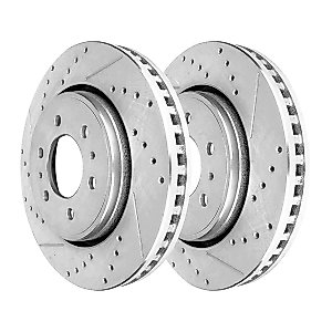 AutoShack Front Drilled Slotted Brake Rotors Silver Pair of 2 Driver and Passenger Side Replacement for 2007-2021 Ford Expedition 2010-2020 F-150 2007-2021 Lincoln Navigator 4WD AWD RWD PR64155DSZPR