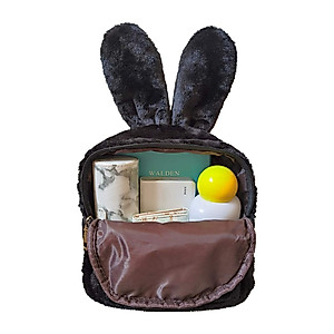 Bunny Backpack, Mini Fur Backpack Cute Rabbit Ear Satchel Shoulder bag Purse Plush Handbags for Women