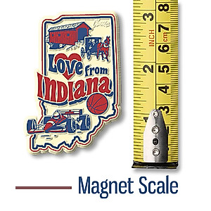 Love from Indiana Vintage State Magnet by Classic Magnets, Collectible Souvenirs Made in The USA, 2" x 2.9"