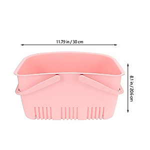 Plastic Shopping Baskets, Shower Basket Bin With Handles for Shower Closet Kitchen Gardening Bathroom Toys(Pink)