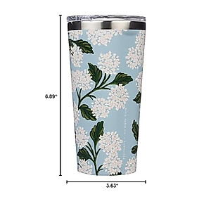 Corkcicle Tumbler Rifle Paper Co. Triple Insulated Stainless Steel Travel Mug, BPA Free, Keeps Beverages Cold for 9 Hours and Hot for 3 Hours, 16 oz, Hydrangea