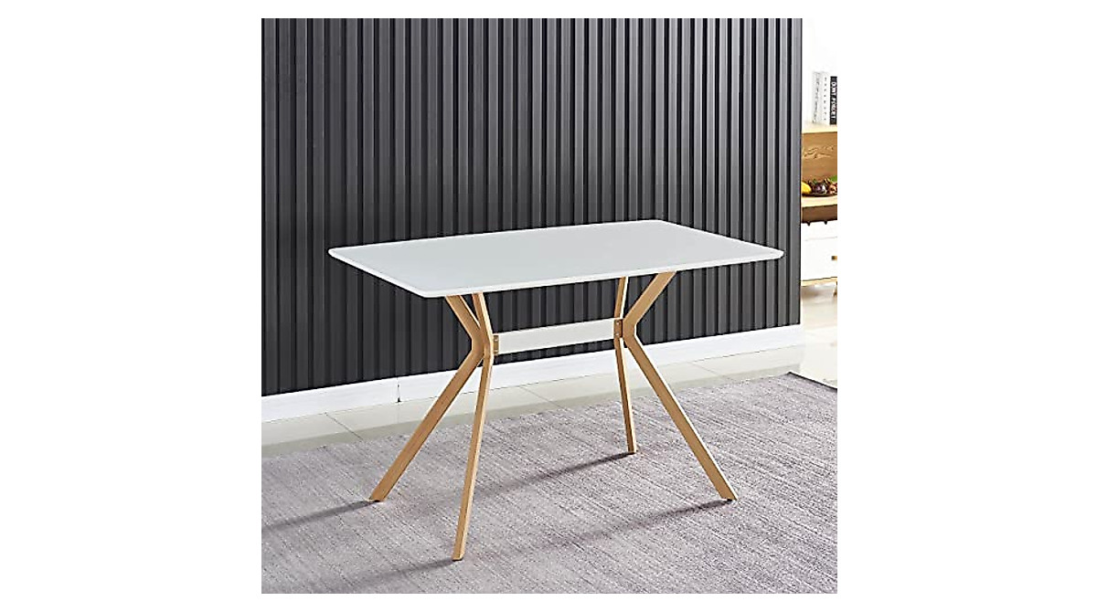 Modern White Dining Table with Metal Legs | Stylish & Multi-Functional