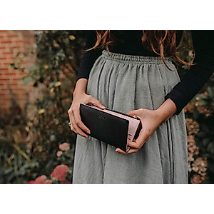 Chic Boutique De Mode Wallets For Women Credit Card Holder Slim Coin Purse Thin Large Capacity Zip Clutch Cute Minimalist Leather Cell Phone Case For Girls Ladies (Black)