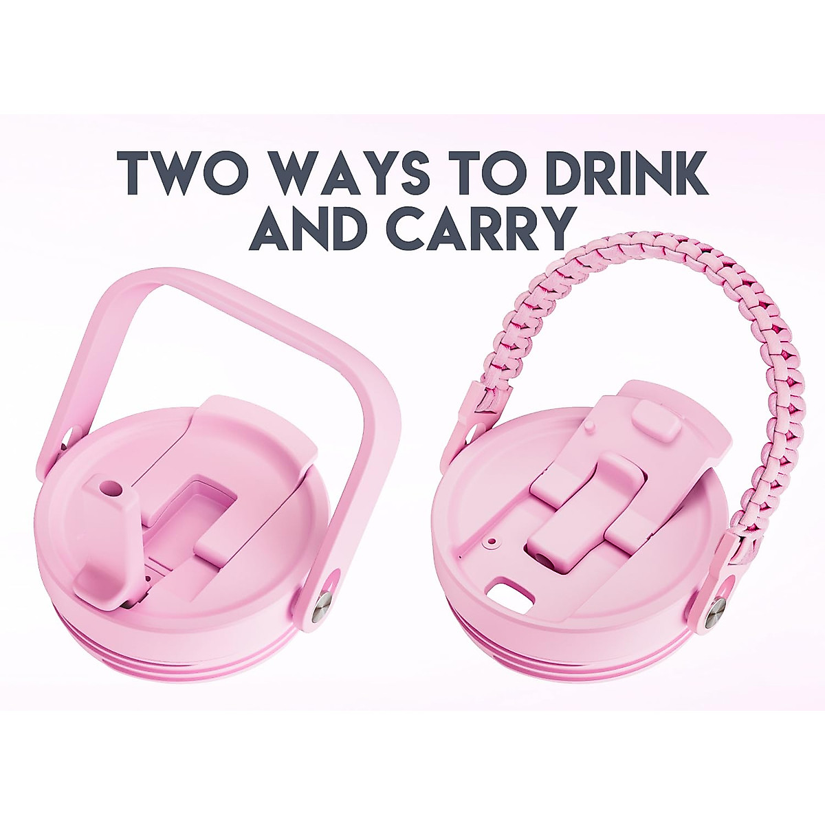 Meoky 40 oz Tumbler with Handle and Straw, Insulated Water Bottle, Stainless Steel Travel Mug, Keeps Cold for 34 Hours, 100% Leak Proof, Fits in Car Cup Holder (Bunny)