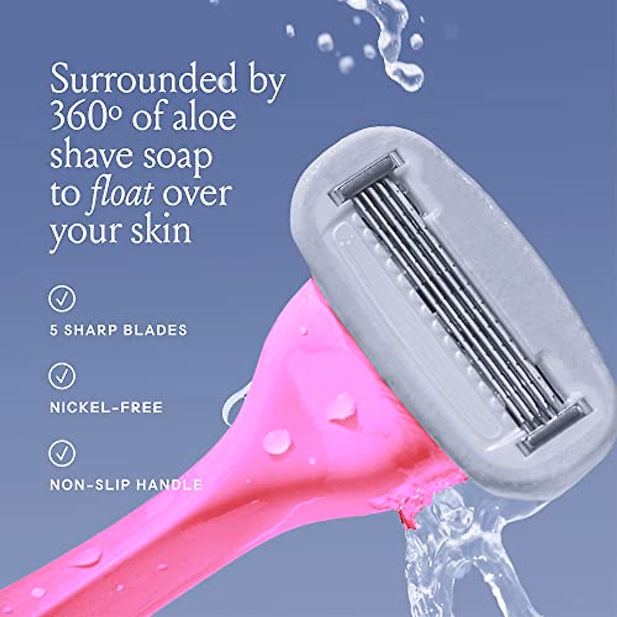 Billie Razors for Women Shave Kit – Women’s Razor + 4 x 5-Blade Razor Refills + Magnetic Holder – DreamPop