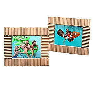 Perfect Stix DIY Tropical Picture Frame Kit Complete with Instructions - Made in USA from Recycled Materials - Krafty Kitz Build Your Own Wooden Craft Stick Kits, Natural Wood Dowel, 1 Frame Kit