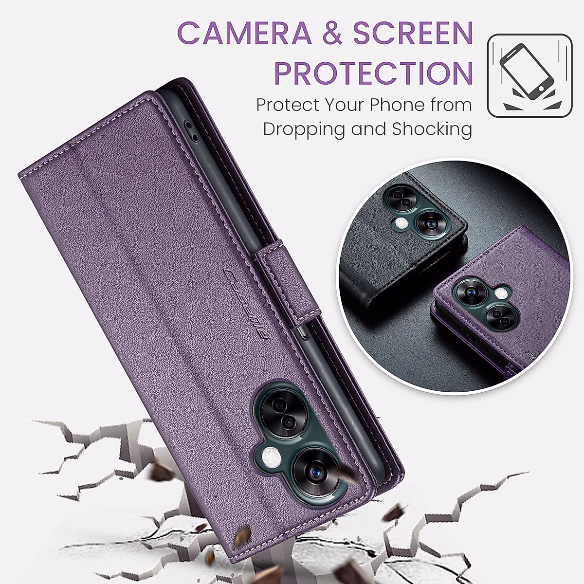 Taneny for Oneplus Nord N30 5G Case,[RFID Blocking] PU Leather Wallet Flip Folio Case with Card Holder Kickstand Shockproof Phone Cover for Oneplus Nord N30 5G 2023 (Purple)