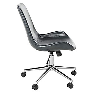 SAFAVIEH Home Collection Fletcher Dark Grey Faux Leather/ Chrome Swivel Adjustable Height Office Desk Chair
