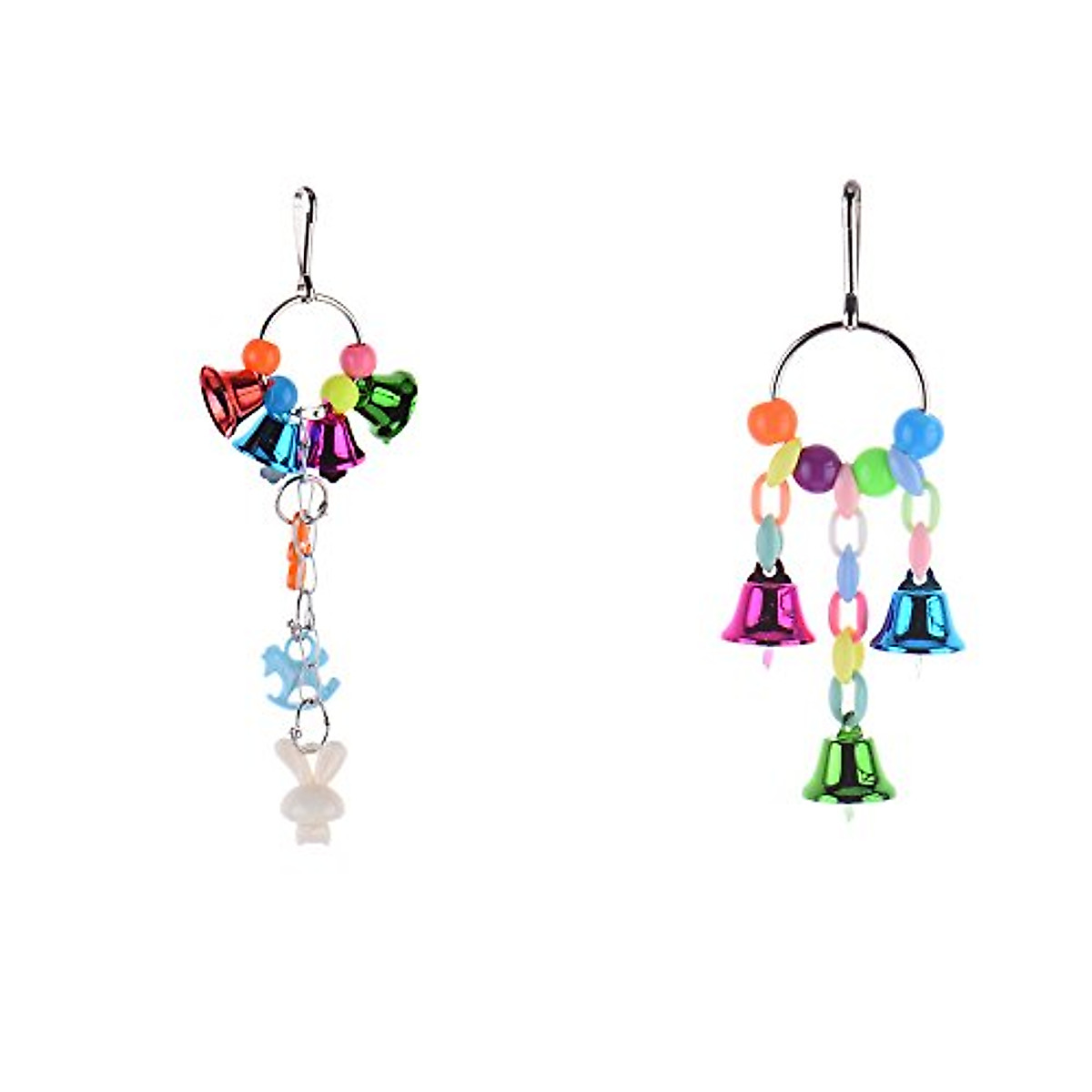 Birds Cage Accessory Parrot Macaw Chew Bell Toys Colorful Swing Hanging Toy (B)