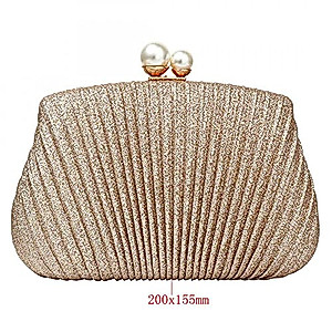 Clutch Purses for Women Shiny Evening Clutch Crossbody Bag Evening Purses and Handbags for Wedding Party Prom (Rose gold color)