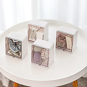 Leadiy Qtip Holder Cotton Pads Organizer, Cotton Ball Holder for Bathroom Canisters, Q Tip Storage Organizer with Clear Lid Bathroom Container Box 2 Sections Storage