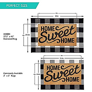 MUBIN Cotton Buffalo Plaid Rug 27.5 x 43 Inches Black and White Check Rugs Hand-Woven Indoor or Outdoor Rugs for Layered Door Mats Washable Carpet for Front Porch, Kitchen, Farmhouse, Entryway