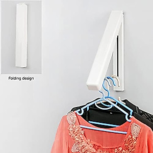 Wall Mounted Clothes Drying Rack, Multifunctional Folding Retractable Clothes Hanger Space Savers Coat Hanger Storage Organiser for Laundry Room, Bathroom, Balcony