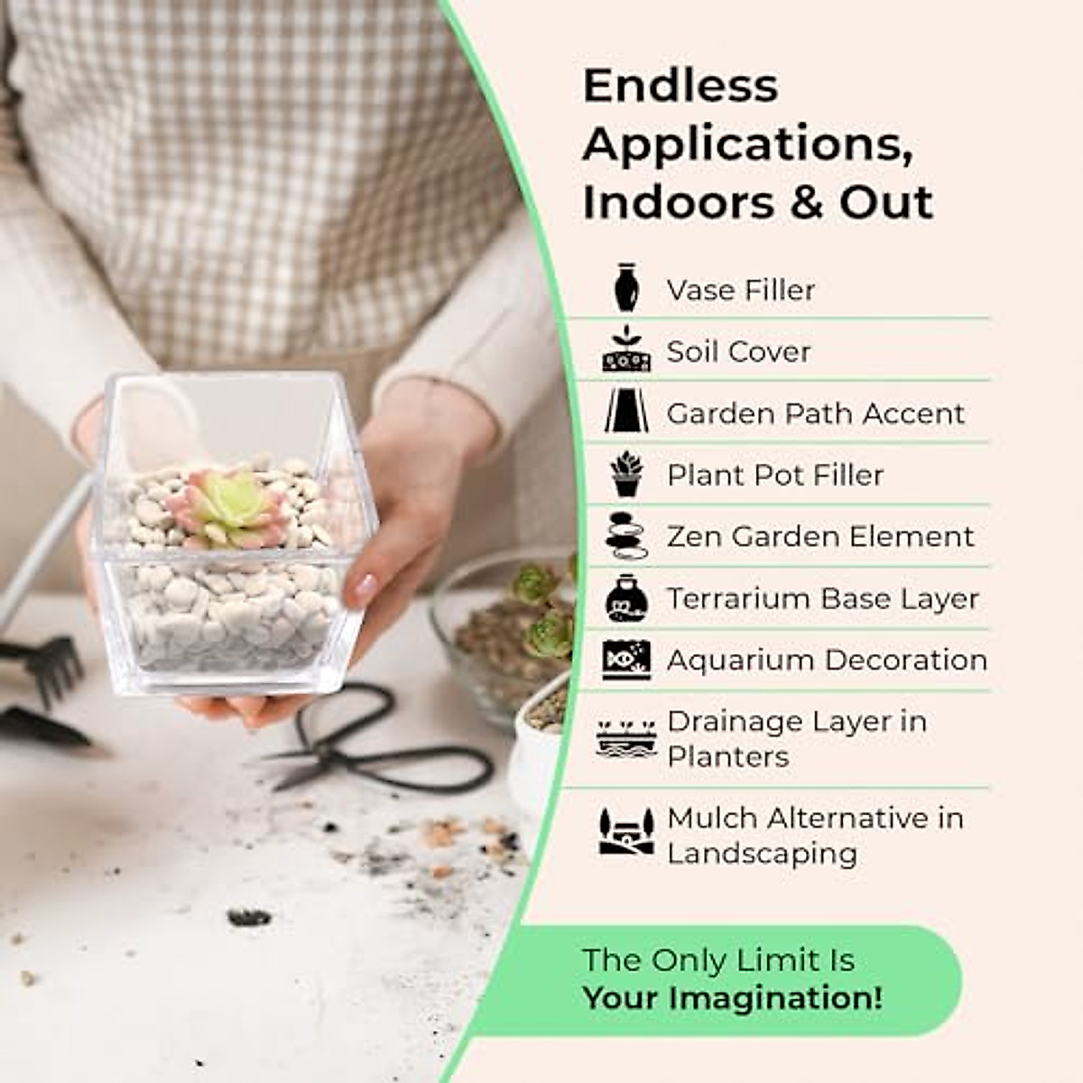 Premium Pebbles Black Rocks for Plants. Polished Decorative Pebbles. 3/8 Inch 2 lbs for Garden, Indoor, Crafting, Succulents, pots, Plants (XSM (0.375 Inch), Black -Polished, 2)