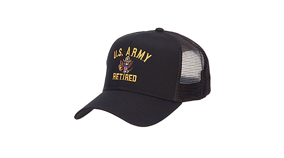 US Army Retired Mesh Cap - Durable Black Embroidered Hat