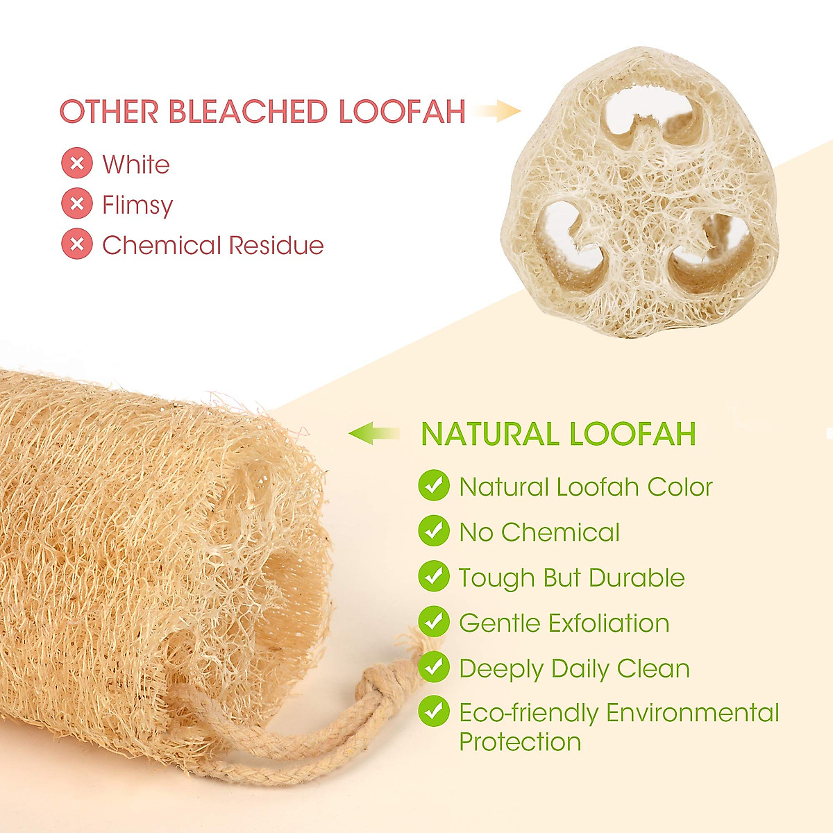 YEMTAL Natural Loofah Sponges Organic Luffa Bath Shower Sponge Exfoliating Body Back Scrubber for Men Women Adults SPA Beauty Bathing Daily Care - 4 PCS