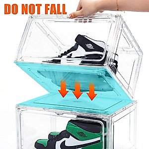 MMBABY 12 Pack Shoe Storage Box Collapsible Shoe Box Clear Plastic Stackable Shoe Organizer Shoe Cabinet