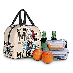 BearLad Boku No My Her0 Academ1a Todoroki Lunch Bag Tote Anime Container For Women Box Insulated Kids Cooler School Travel, One Size