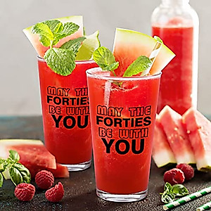 Waipfaru 40th Birthday Gift, May the Forties Be With You Beer Glass, Birthday Christmas Gifts for Men Women Turning 40, 40 Year Old Gifts for Men Women Her Him Wife Husband Friends Mom Dad, 15 Oz