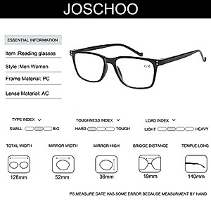 JOSCHOO 5 Pack Reading Glasses Men Women Spring Hinges Comfortable Glasses for Reading (5 Mix, 1.25)