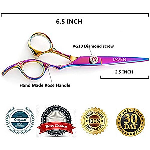 Professional Hair Cutting Shears,6 Inch Hairdressing Shears Barber Hair Scissors Edge Razor Sharp Blades Haircut Scissors for Men Women Kids Japan 440c Stainless Steel (Rainbow) (Pink)