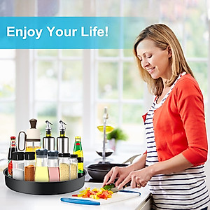 Lazy Susan Organizer Turntable Organizer Stainless Steel Spice Rack Organizer Kitchen Lazy Susan for Cabinet Fridge Pantry, Rotating Spice Rack Condiment Organizer (12.4In and 10IN)
