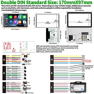[QLED Screen Upgrade] Double Din Car Stereo with Dash Cam, Wireless Apple CarPlay and Android Auto, Bluetooth 5.3, 4.2-Channel Audio Output, MirrorLink, Backup Camera, AM/FM Car Radio