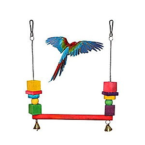 Balacoo Bird Cage Accessories Bird Toy Parrot Swing Perch Wooden Perch Toys for Medium and Large Parrots Cockatoo African Grey Macaws Bird Cage Accessories Bird Toy