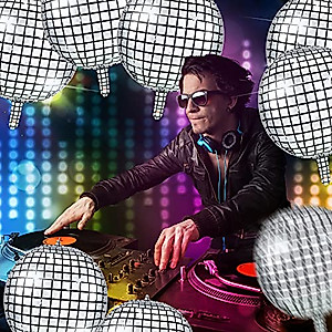 5 Pieces 22 Inches 4D Disco Ball Balloons Large Laser Foil Balloon Metallic Mirror Balloon for Disco Dance Party Birthday Party Wedding Ceremony (Basic Style)
