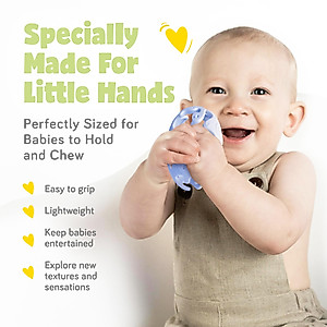 Dinosaur Baby Teething Toys, Textured Sensory Toys for Babies, Lightweight Soft Baby Sensory Toys, BPA-Free Silicone Infant Teething Toys, 0-18 Months, Teething Baby, Easy to Clean - Blueberry Blue