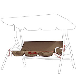 Patio Swing Cushion Cover Replacement, 3‑Seat Courtyard Garden Swing Hammock, Waterproof Outdoor Swing Seat Protection Cover 150 x 50 x 10cm(Coffee)