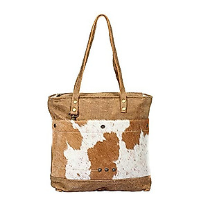 Hazel Opulence Brown Genuine Hair-On Leather Tote Bag