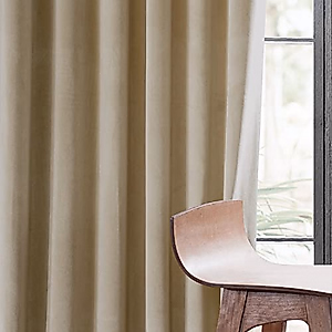 HPD HALF PRICE DRAPES VLCH-F9201087-84 Urban Lush Velvet Curtain, 50 X 84, Harbor Beige