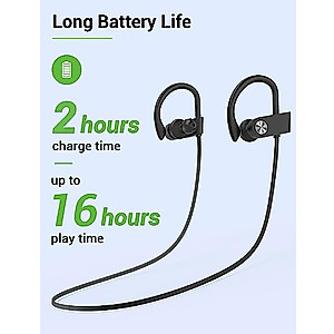 Stiive Bluetooth Headphones, 5.3 Wireless Sports Earbuds IPX7 Waterproof with Mic, Stereo Sweatproof in-Ear Earphones, Noise Cancelling Headsets for Gym Running Workout, 16 Hours Playtime - BlackGrey