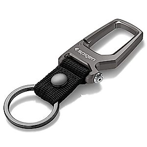 Spigen Carabiner Key Ring Clip, Car Keychain Clip, Bottle Opener Key Chain Ring for Men and Women - Gunmetal