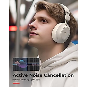 havit NC01 Active Noise Cancelling Headphones, Folding Design Headphones Wireless Bluetooth, 80H Playtime, Hi-Res Audio Custom EQ via App Super Bass for Airplane Traffic Home