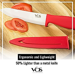 Vos Ceramic Knife Set, Ceramic Knives Set For Kitchen, Ceramic Kitchen Knives With Peeler, Ceramic Paring Knife 3", 4", 6", Inch Multi Color