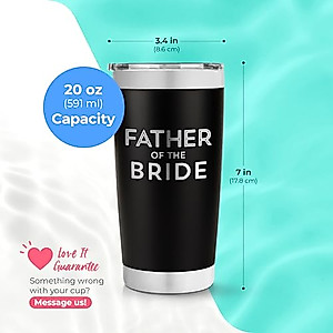SassyCups Father of the Bride Stainless Steel Vacuum Insulated Tumbler Cup with Lid and Straw - Gift for Dad, Bride, Bridal Shower, Wedding, Engagement Party - Travel Tumbler Bride's Dad Gift -
