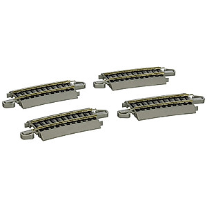 Bachmann Trains - Snap-Fit E-Z TRACK ONE-THIRD SECTION 18” RADIUS CURVED (4/card) - NICKEL SILVER Rail With Gray Roadbed - HO Scale