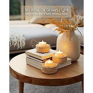 merrynights LED Candles, Tea Lights Candles Battery Operated Bulk, 24-Pack Long-Lasting 200 Hours Flameless Tealight Candles, Realistic Tea Lights for Halloween Christmas Wedding, 1.5'' D X 1.25'' H