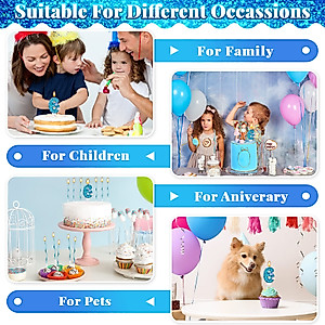 Landhoow 2.76 Inch Birthday Candle Shell Sequins Blue Candle with 6 Pcs 6.7 Inch Twisty Curly Coil Candles for Baby Girl Boy Birthday Cake Topper Anniversary Wedding Mermaid Party Decor(Number 6)