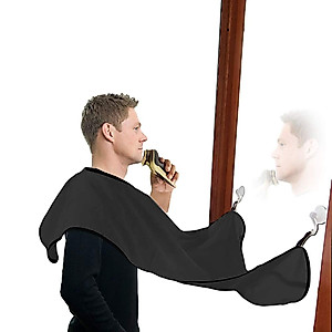 Beard Apron Catcher - Christmas Gifts for Man Beard Trimming Bib, Adjustable Hair Catcher with 3 Suction Cups & A Storage Box Non-Stick Beard Catcher Grooming Cape