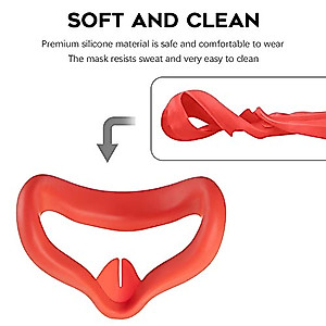 (2 Pack) Seltureone Silicone VR Face Pad Compatible for Quest 2, Face Eye Cushion Cover Mask Skin, Sweatproof Washable, Black, Red