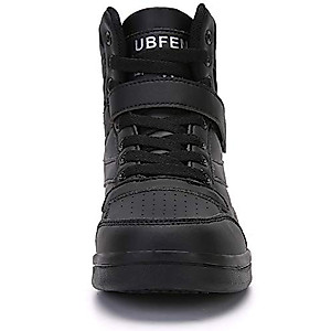 UBFEN Womens High Top Ankle Support Sneakers Black Hidden Wedge Heel Retro 80s Tennis Shoes for Girls Cosplay Removable Insole Footwear Size 9