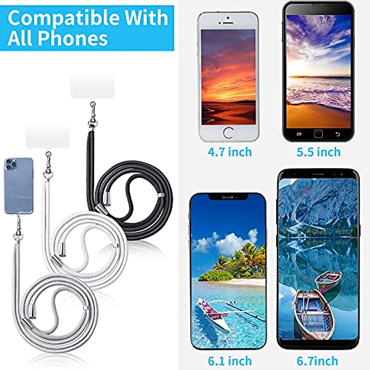 Frienda 3 Pieces Nylon Neck Crossbody Lanyard Universal Phone Lanyard Detachable Phone Safety Tether Adjustable Phone Neck Strap (Black, White, Grey)