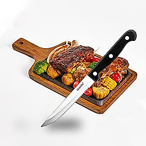 dearithe Serrated-Steak Knives Set of 12, Black Full-Tang Triple Rivet Steak Knife Sets, 4.5 Inch, For Kitchen Restaurant Tableware Camping ,Dishwasher Safe, Stainless Steel Sharp Blade