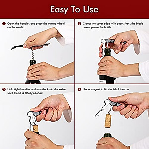 Professional Waiter Corkscrew Wine Openers Set (4 PCS),Upgraded With Heavy Duty Stainless Steel Hinges Wine Key for Restaurant Waiters, Sommelier, Bartenders