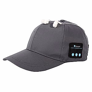 Lzcat Unisex Bluetooth Baseball Cap Sun Hat Smart Wireless Bluetooth Headset Sports Cap Music Speaker Mic Summer Cap (Grey)