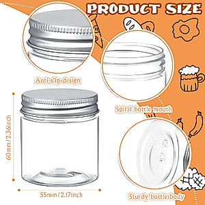 Thyle 100 Pcs Clear Plastic Jars with Lids, 4oz Refillable Containers for Cosmetics, Lotions, and Ointments, Empty Cosmetic Containers for Kitchen Household Storage (Silver)